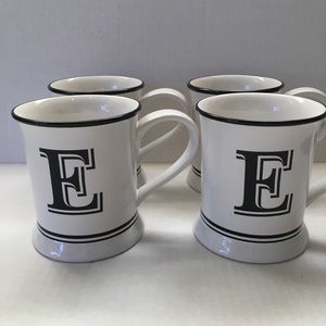 Kitchen | Nwt Monogram Mugs Letter E Set Of 4 | Poshmark